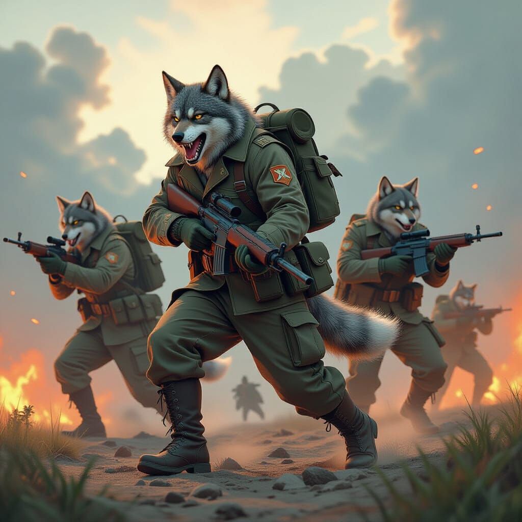 WWII Werewolves in Action: Vintage Comic Art - AI Art