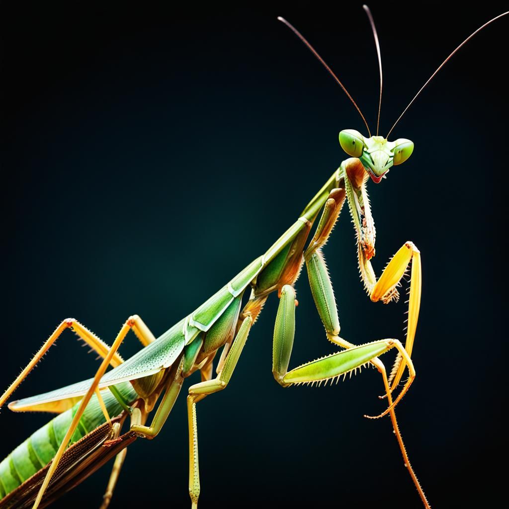 Wide long shot, Beautiful praying mantis, Fatasycore, golden ratio ...