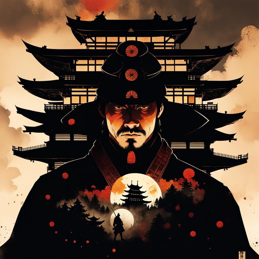 Double exposure: Samurai #3 - AI Generated Artwork - NightCafe Creator