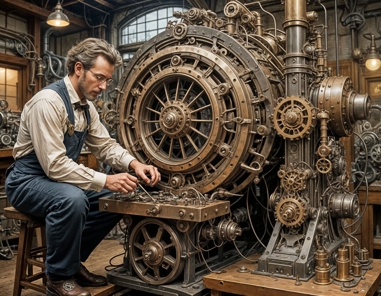 Tinkering - Inventor in Steampunk Gearhouse Repair