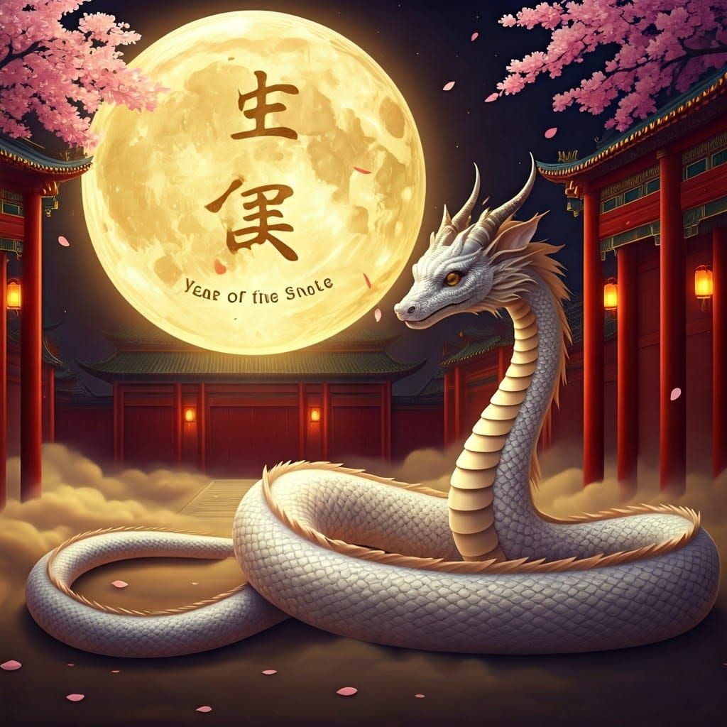 ""A beautiful and divine pearl-white Chinese serpent, its smooth ...