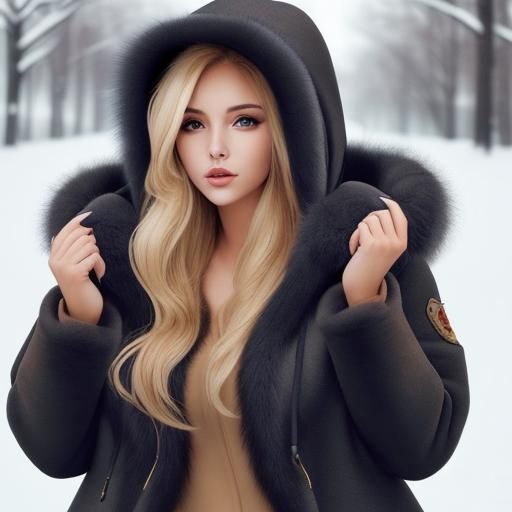 Beautiful woman with fur hooded coat - AI Generated Artwork - NightCafe ...