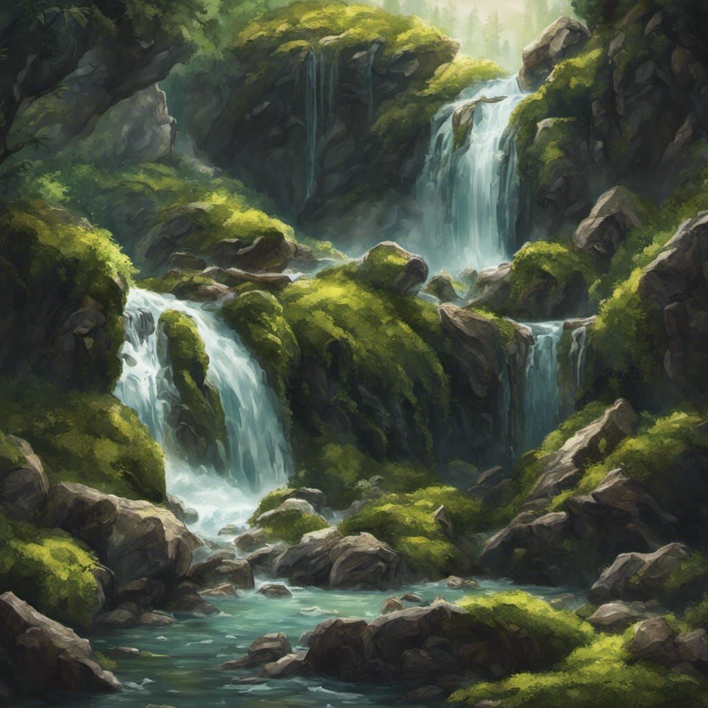 waterfall - AI Generated Artwork - NightCafe Creator