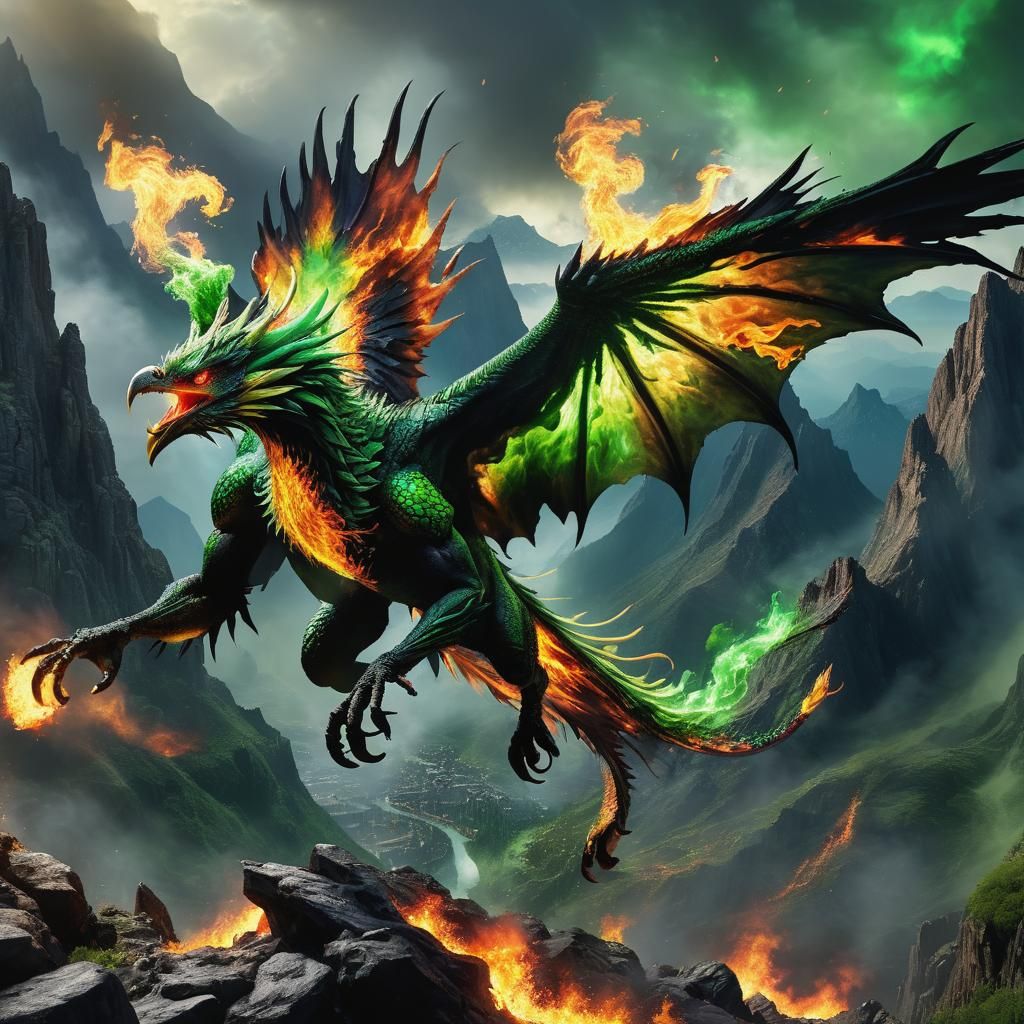 A Dragonix (Dragon + Phoenix) - AI Generated Artwork - NightCafe Creator