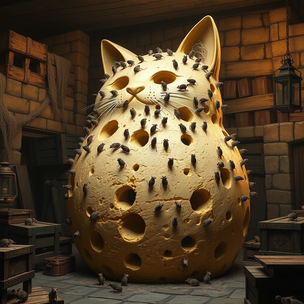 Don't forget your cheesy cat... - Baroque Cheese Cat in Medi...