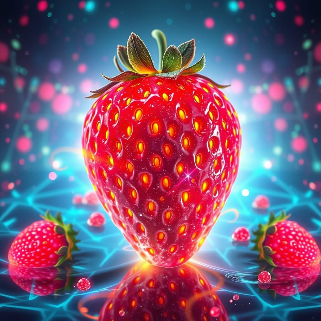 glowing strawberries - Surreal Cosmic Strawberries Shine in...