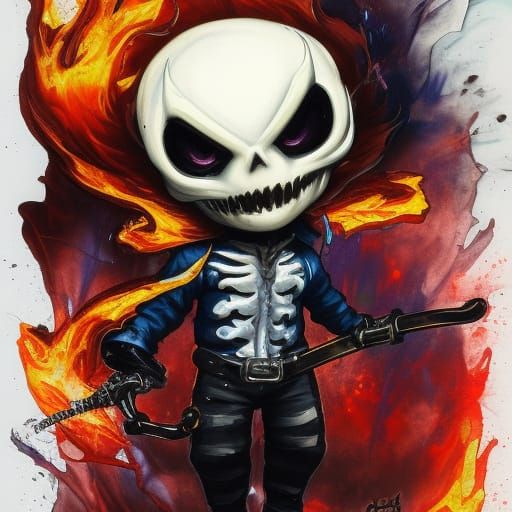 Chibi Ghost Rider - AI Generated Artwork - NightCafe Creator