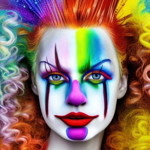 Rainbow Clown Girl - AI Generated Artwork - NightCafe Creator
