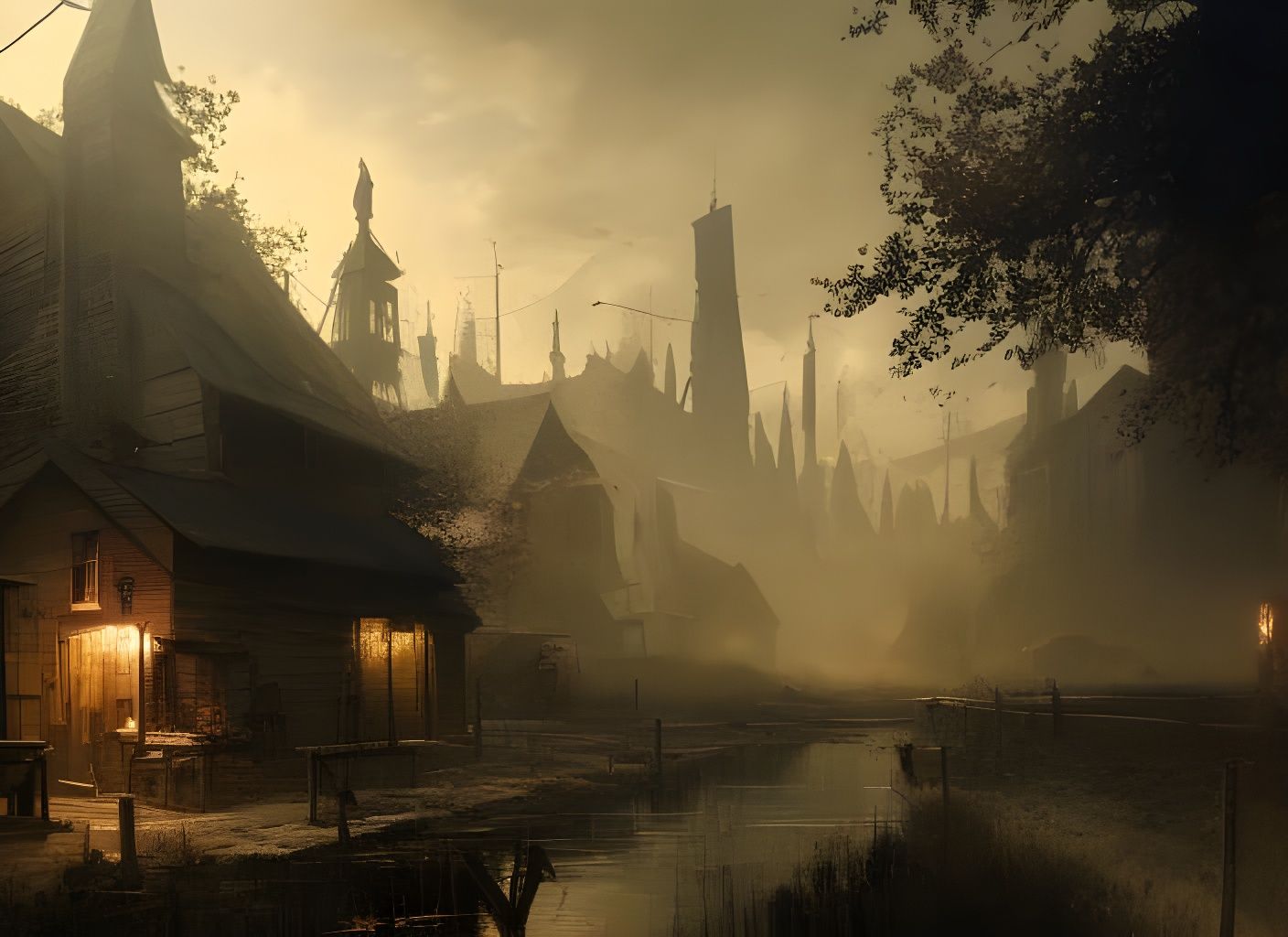 Rural town concept art - AI Generated Artwork - NightCafe Creator