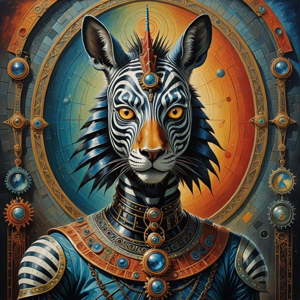 Zebranoid - Surrealist Sci-Fi Zebra Alien in Steampunk Unifo...