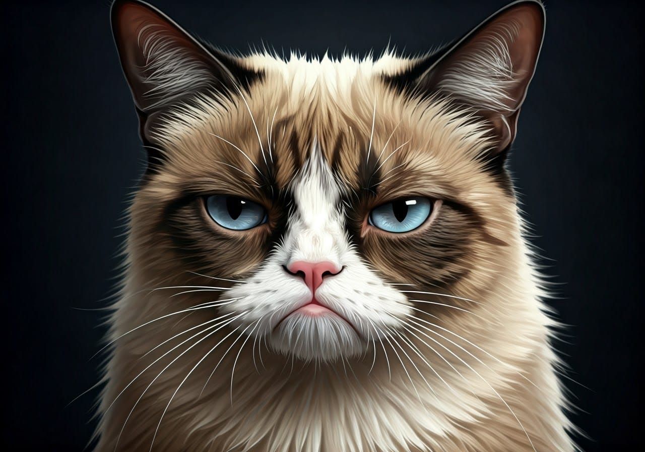 A Portrait of the late “celebrity cat” Grumpy Cat (AKA Tardar Sauce ...