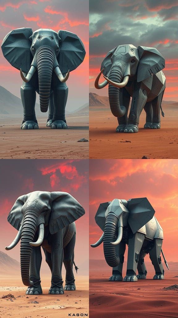 Futuristic Elephant-Cube Hybrid in Cyberpunk Lands... - AI Art