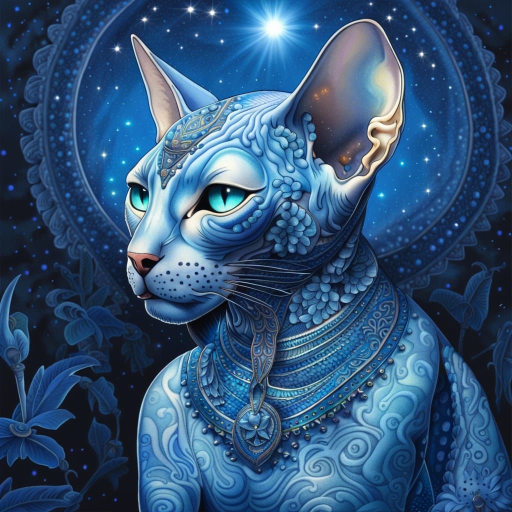 Blue Sphinx Cat - AI Generated Artwork - NightCafe Creator