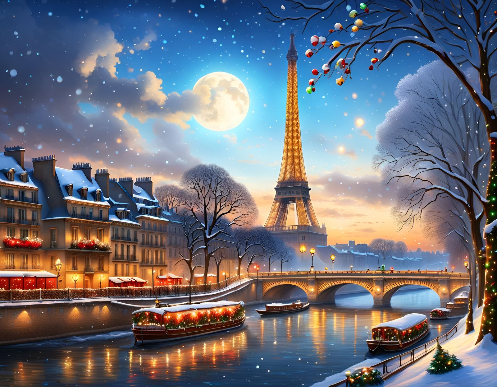 Christmas time in Paris - AI Generated Artwork - NightCafe Creator