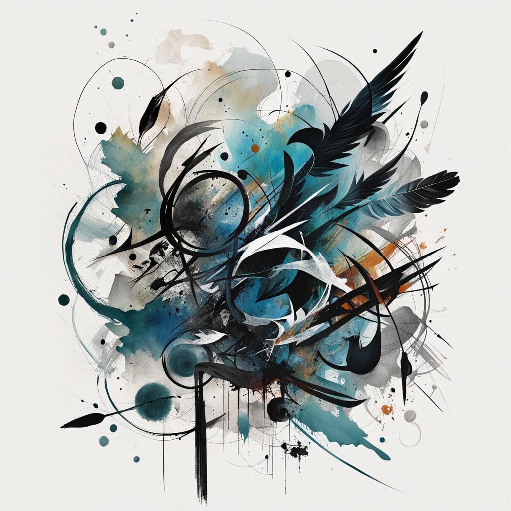 Dramatic Abstract Art with Vibrant Complementary C... - AI Art