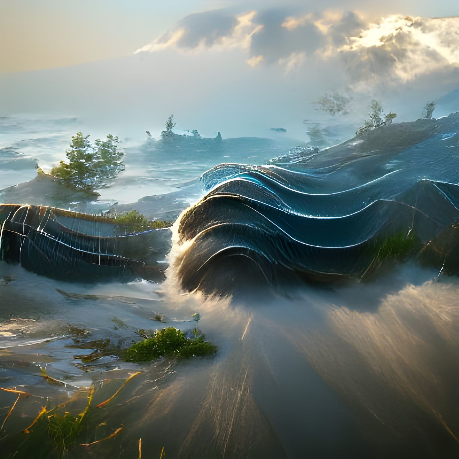 Rolling sea waves - AI Generated Artwork - NightCafe Creator