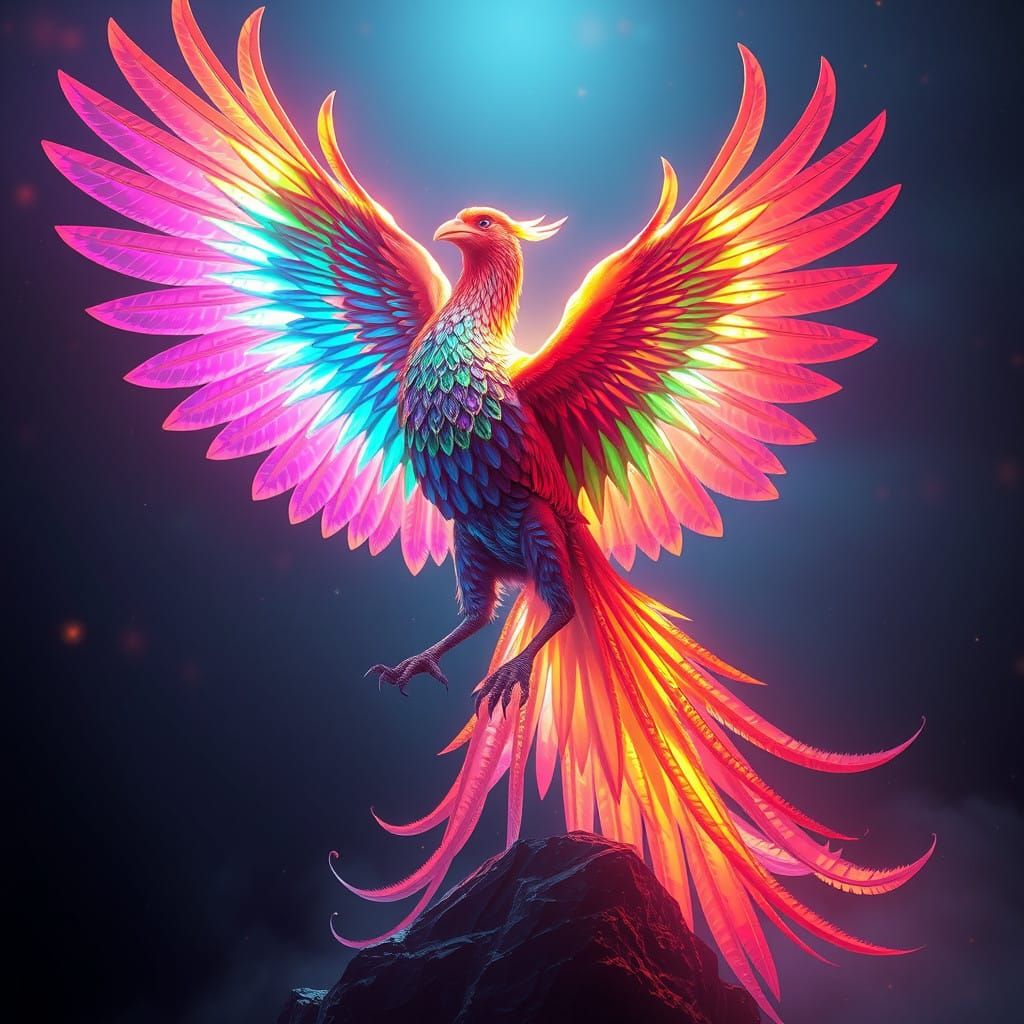 The Phoenix - Ethereal Phoenix in Iridescent Splendor
