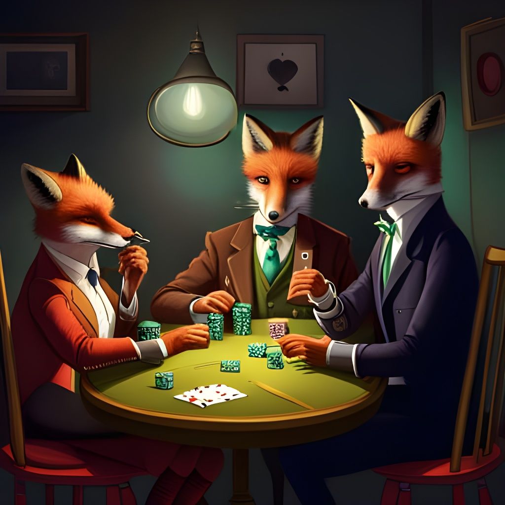 foxes smoking and playing poker - AI Generated Artwork - NightCafe Creator