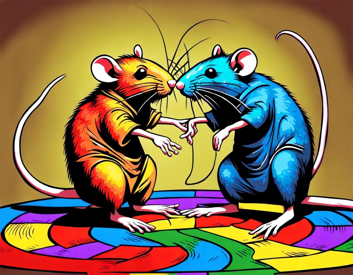 Two rat brothers playing Twister - AI Generated Artwork - NightCafe Creator