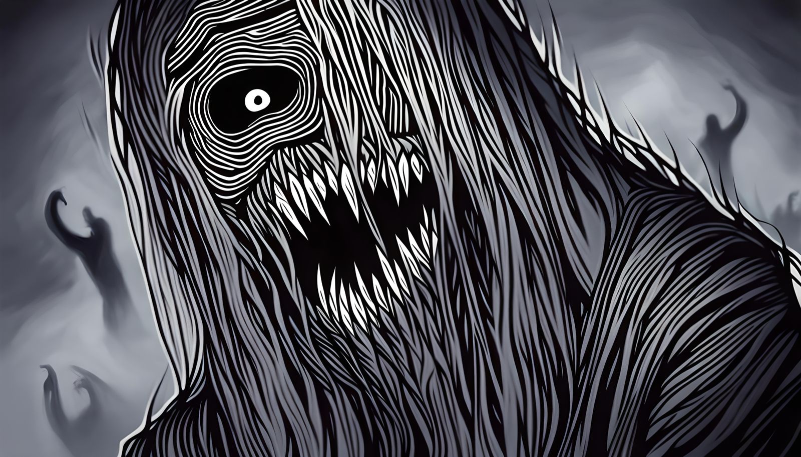 creepy creatures in the mist. horror madness - AI Generated Artwork ...