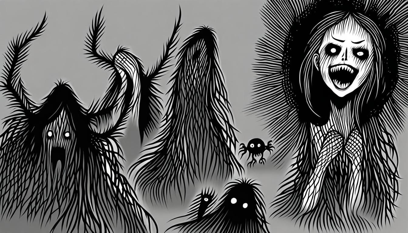 creepy creatures in the mist. horror madness - AI Generated Artwork ...