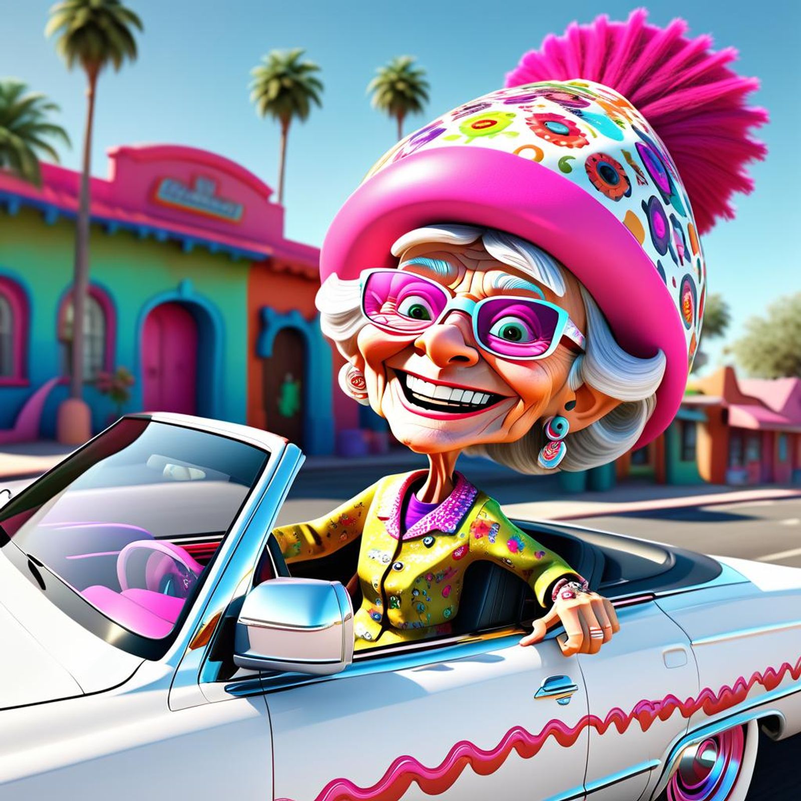 Grandma Behind The Wheel - AI Generated Artwork - NightCafe Creator