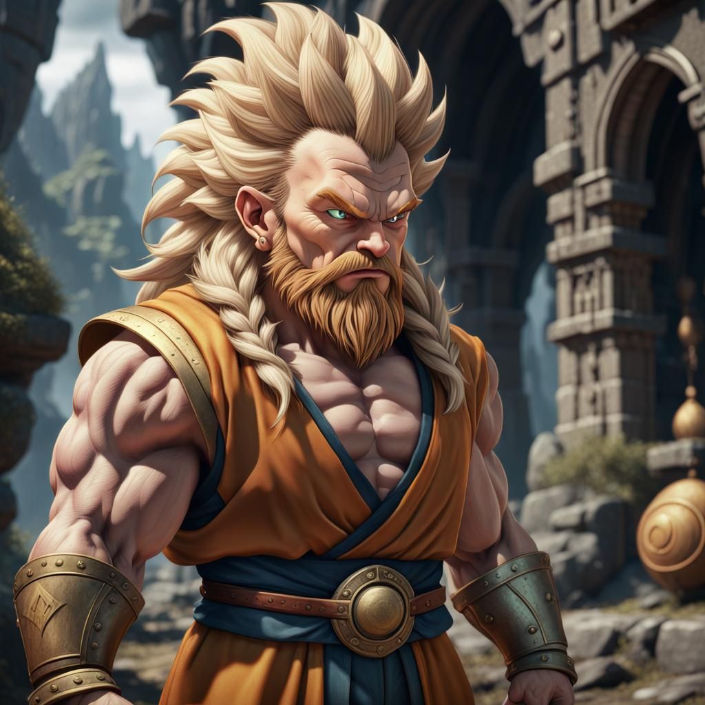 Super Saiyan dwarf with tan hair - AI Generated Artwork - NightCafe Creator