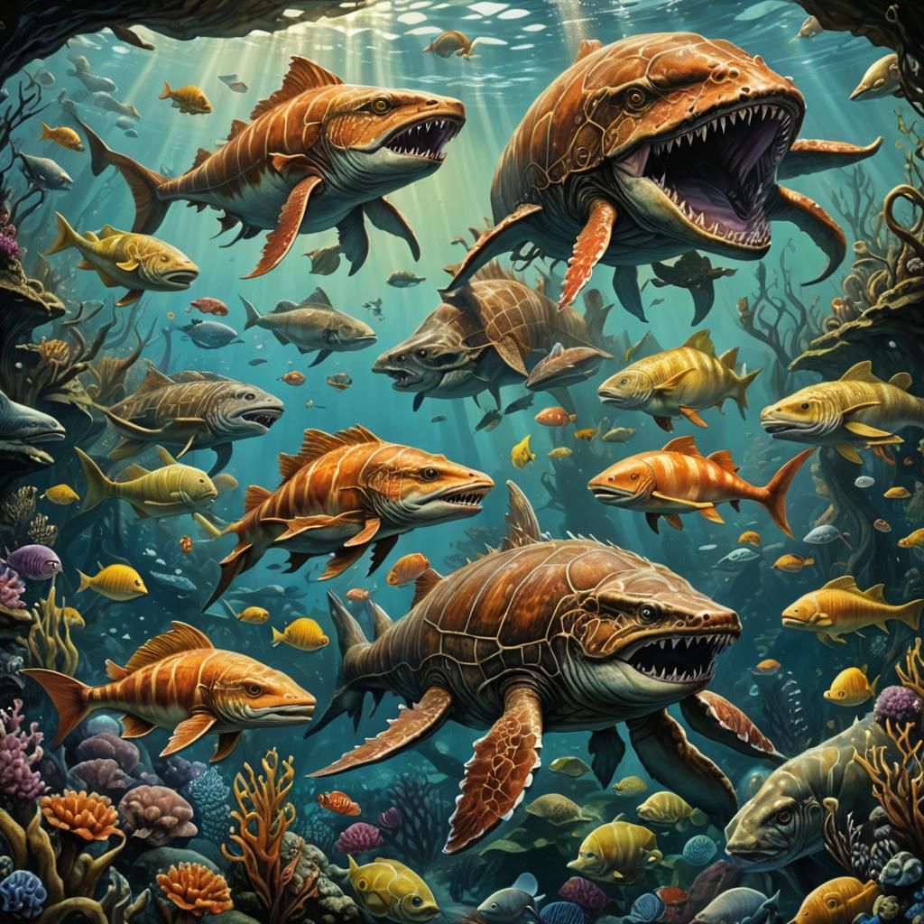Prehistoric Underwater World - AI Generated Artwork - NightCafe Creator