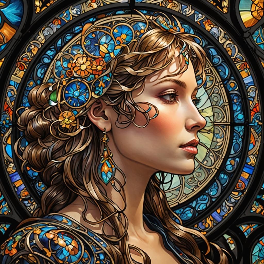 detailed mechanical anatomy of the woman beautifullface from profile ...