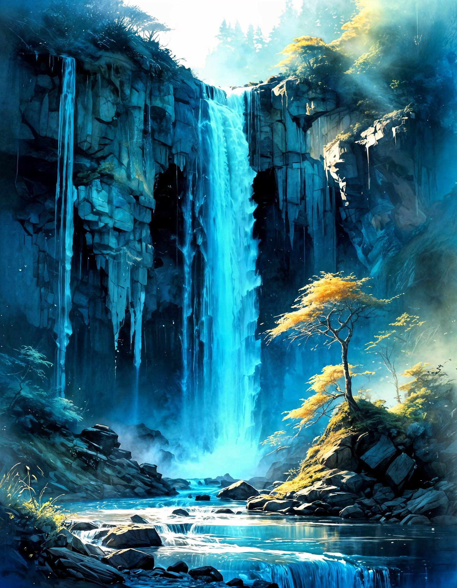 The Waterfall - AI Generated Artwork - NightCafe Creator