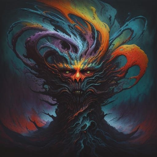 Distorted Surrealist Creature in Gouache Style - AI Art