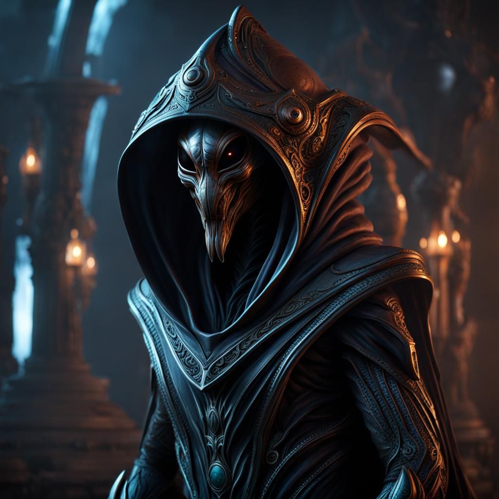 the alien king - Hooded Alien Creature in Detailed Matte Pai...