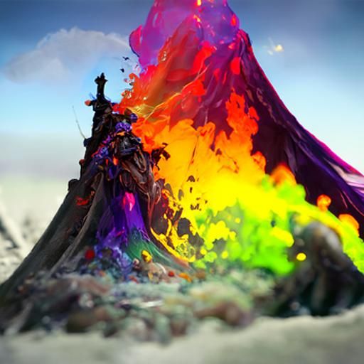 volcano with Rainbow lava - AI Generated Artwork - NightCafe Creator
