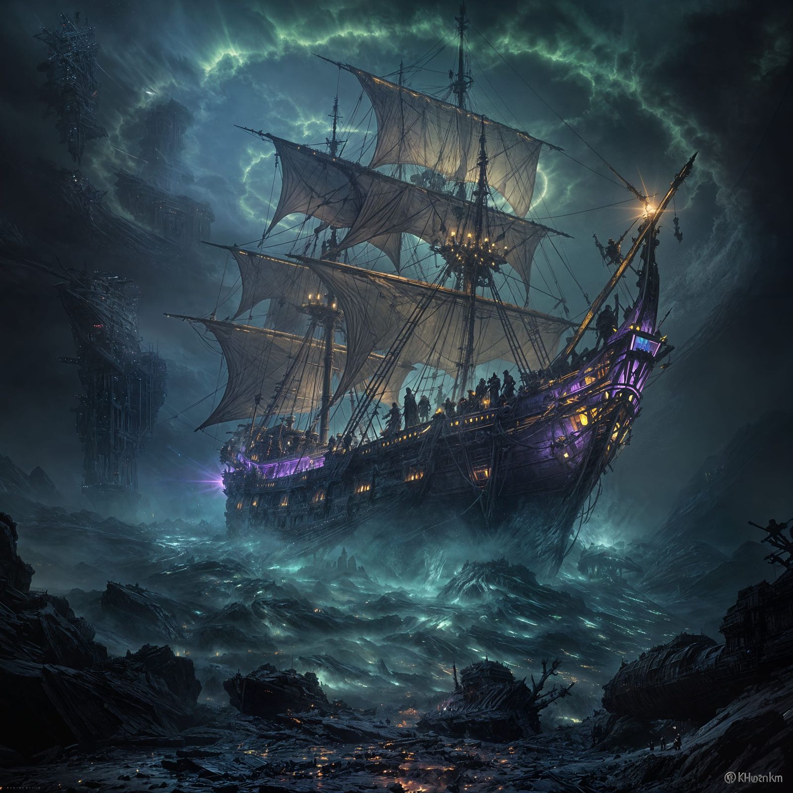 Specter of the Abyss - Dark Fantasy Masterpiece of a Phantom...