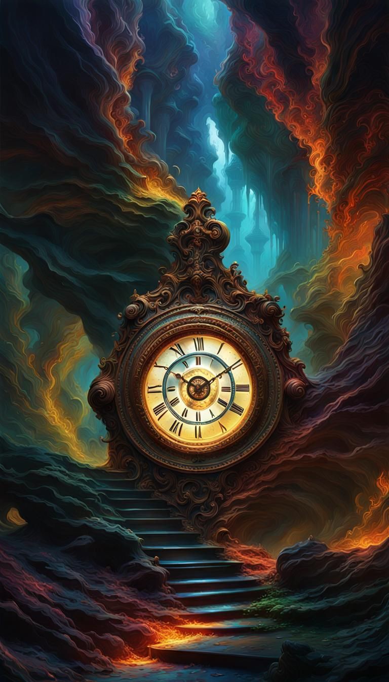 Artwork that conveys the fluidity and perception of time, using colors ...