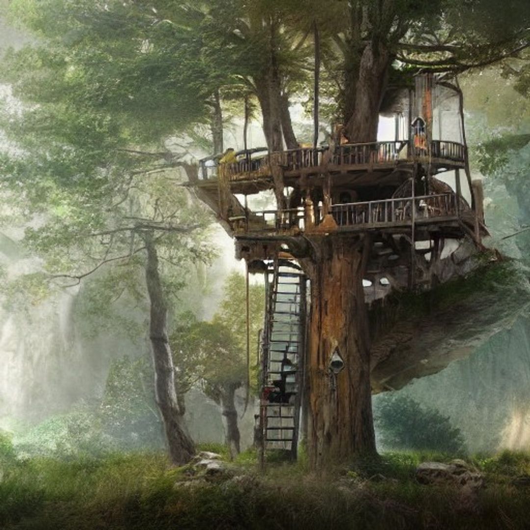 Backyard Treehouse - AI Generated Artwork - NightCafe Creator
