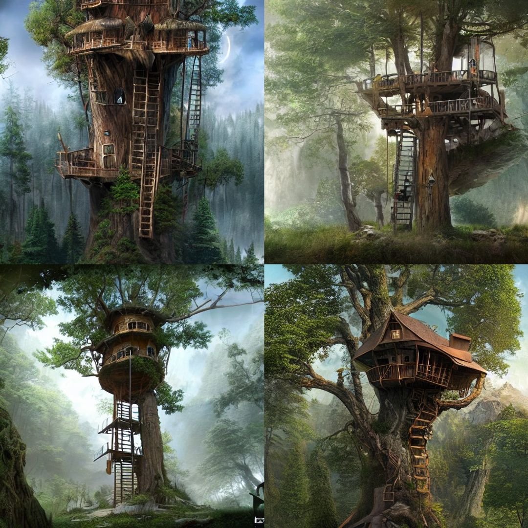 Backyard Treehouse - AI Generated Artwork - NightCafe Creator