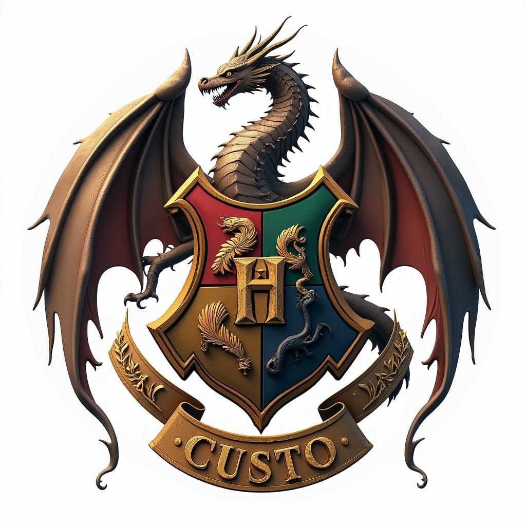 Gryffindor Dragon Crest Logo in Fantasy Style with... - AI Art