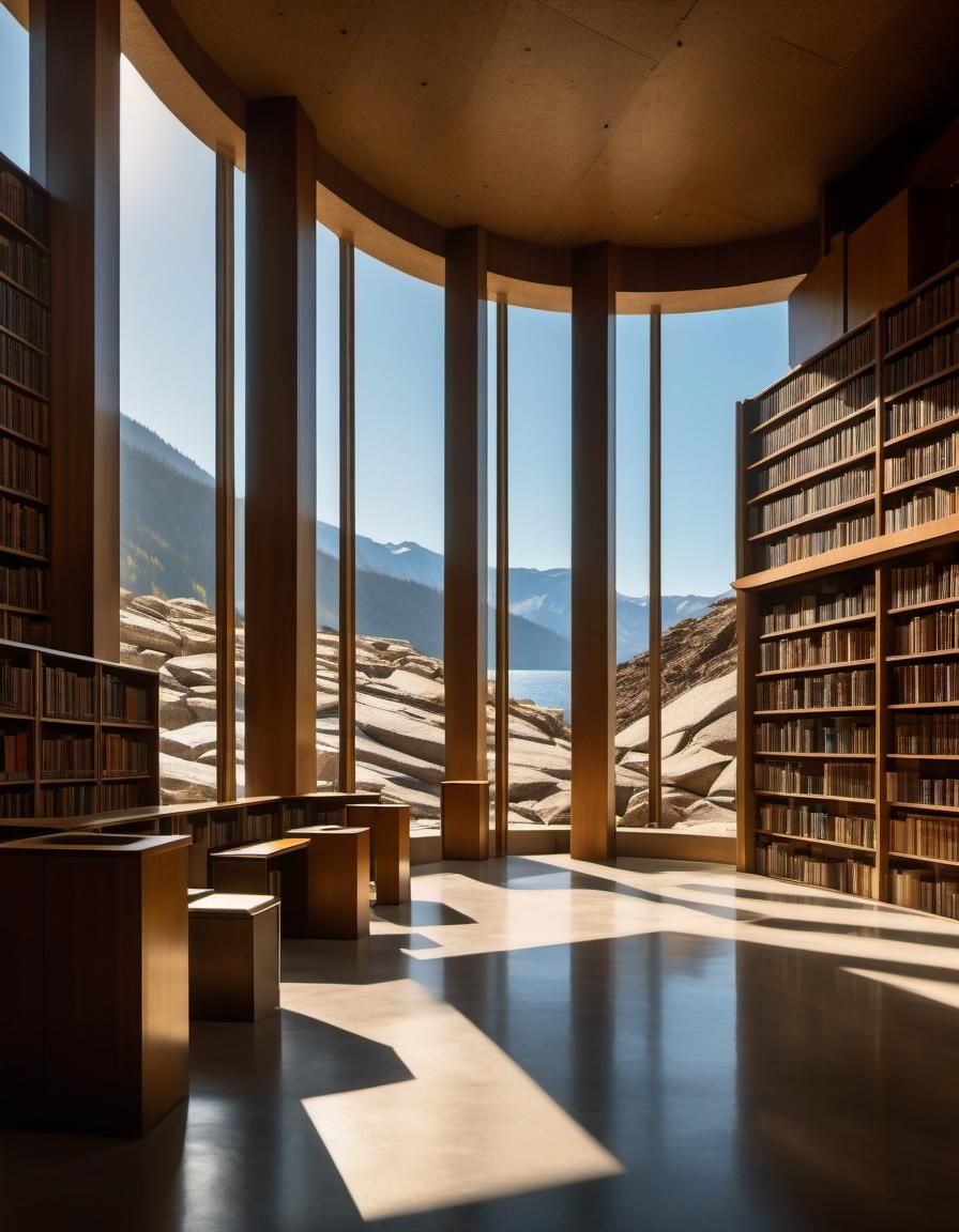 Library; modern beachside - AI Generated Artwork - NightCafe Creator