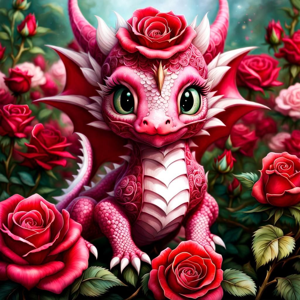Beautiful Baby Rose Dragon - AI Generated Artwork - NightCafe Creator