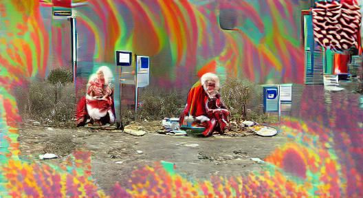 starving santa claus homeless psychedelic - AI Generated Artwork ...
