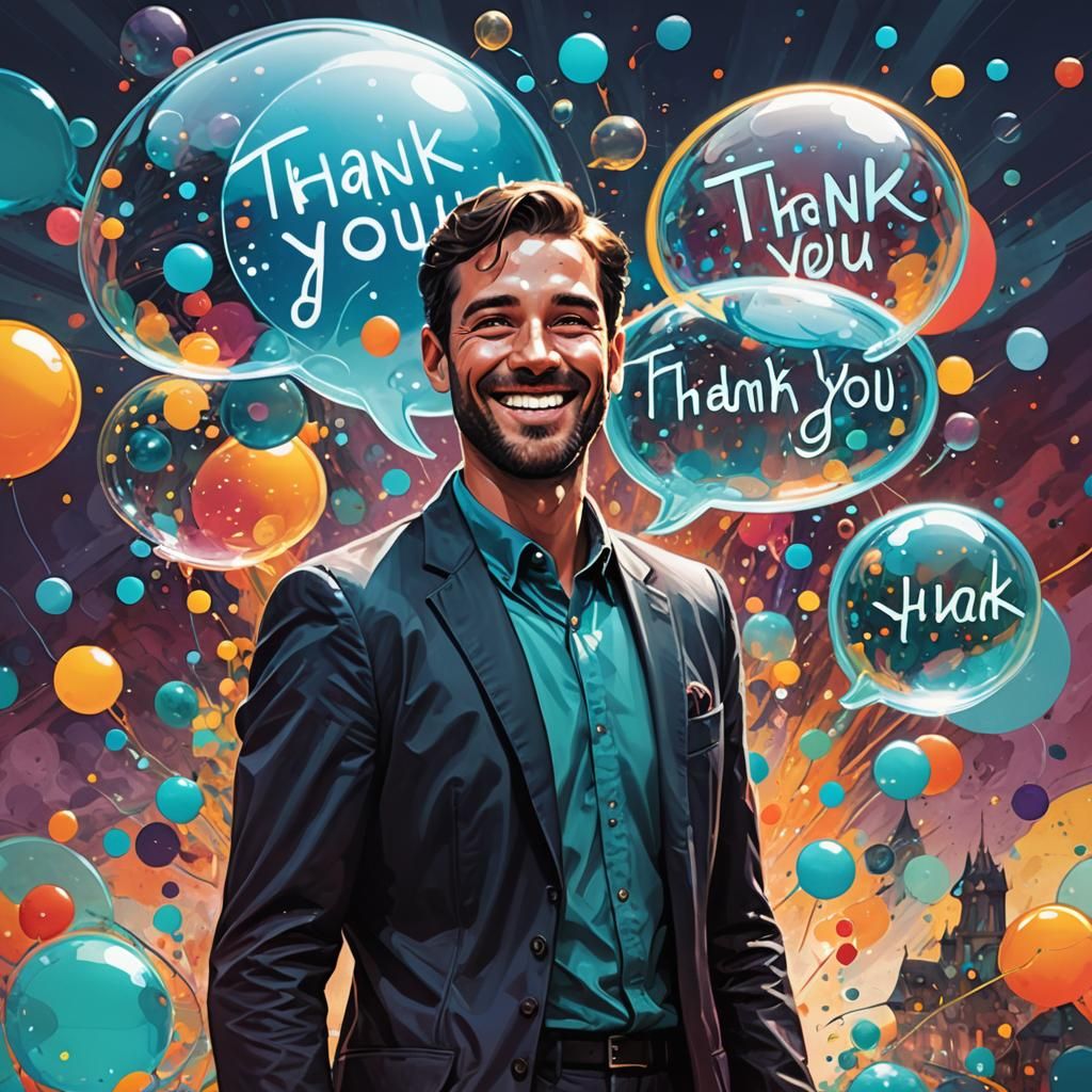 A man with a smile joyfully thank you - AI Generated Artwork ...