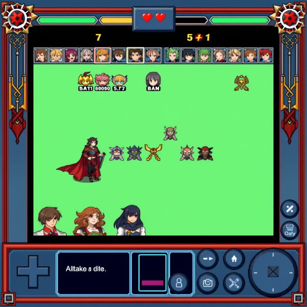 Anime JRPG Battle Scene with Pixel Art Portraits - AI Art