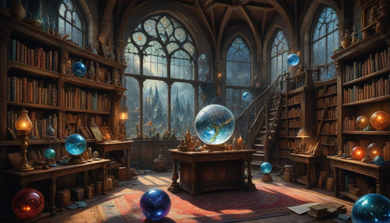 Epic Wizard's Workshop in Vibrant, Hyperrealistic ... - AI Art