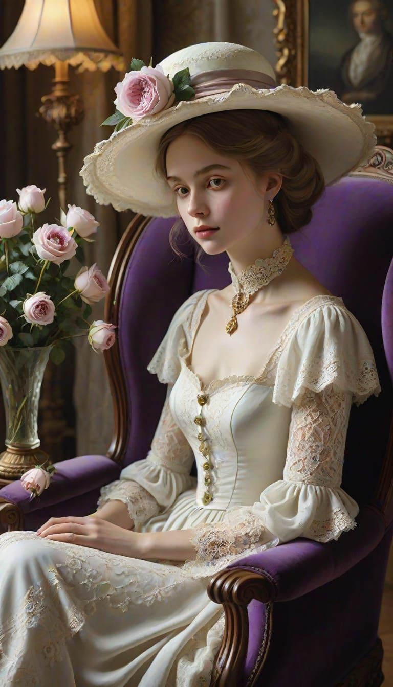 Ethereal Lady in Whimsical Surrealism Style, Holdi... - AI Art