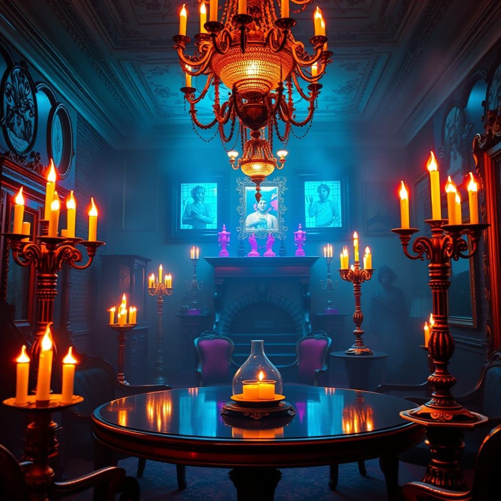 Ethereal Victorian Mansion Illuminated by Vibrant ... - AI Art