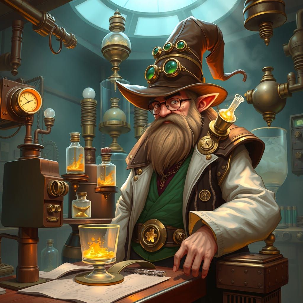 (High-Fantasy:1.6) (Giant-Wizard/Scientist:1.6) He was absolutely ...