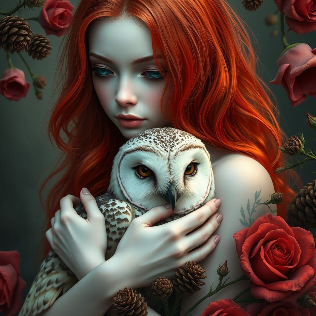 TASHA OWL SOUL - Ethereal Beauty Enchants with Owl and Roses