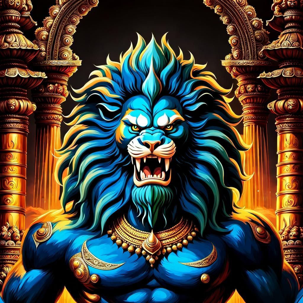 Narasimha Avatar Lion Head Open prompt since it was a prompt share - AI ...