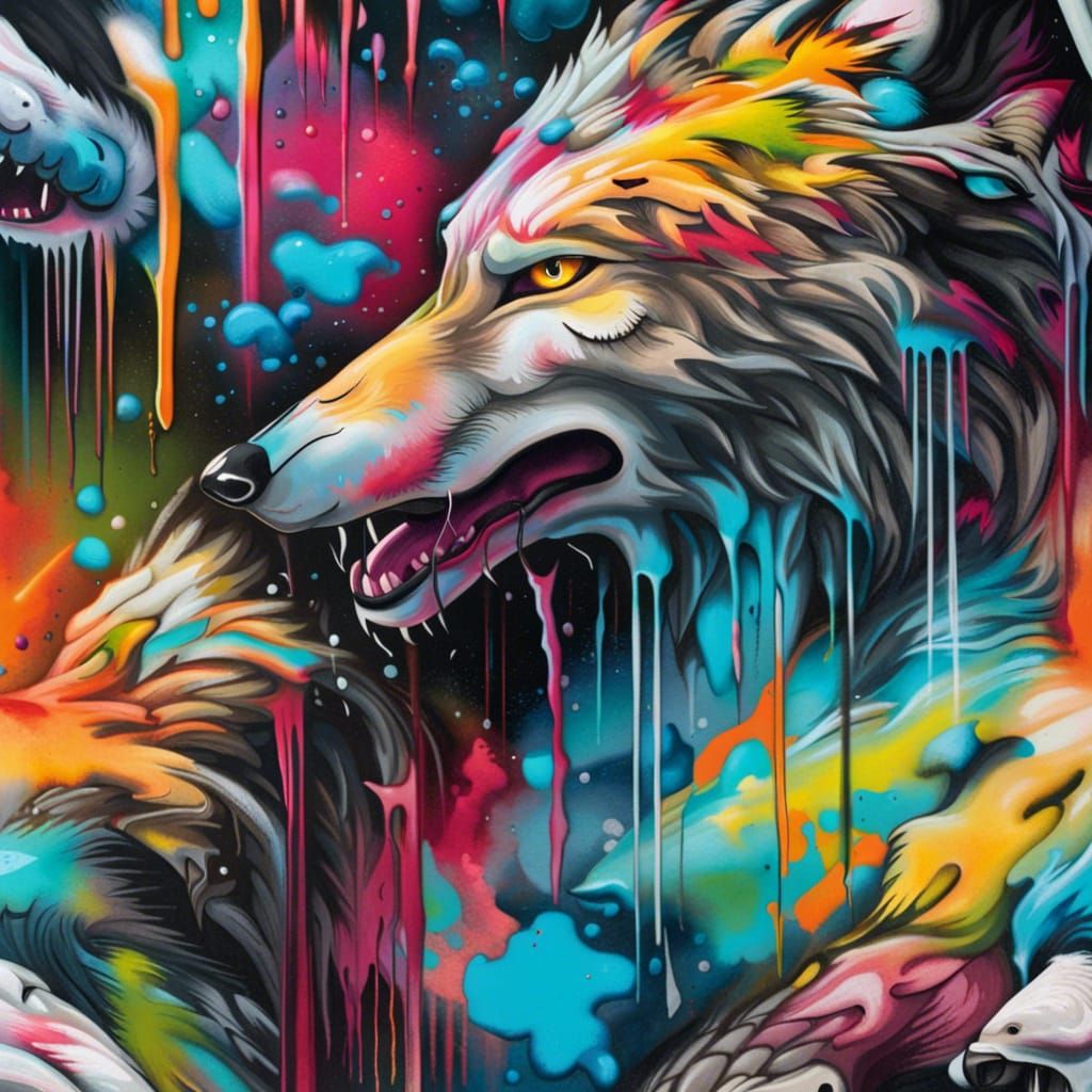 graffiti wolf - AI Generated Artwork - NightCafe Creator
